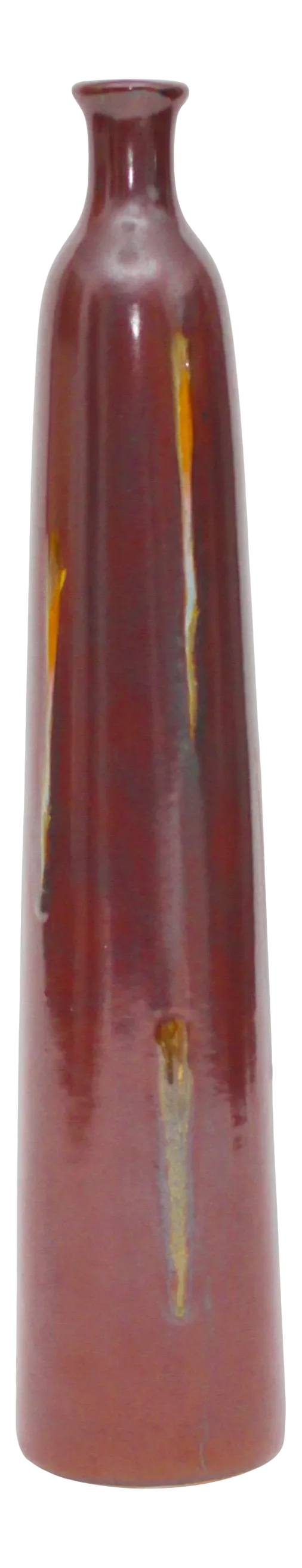 Vintage 18" Tall Lava Glaze Studio Pottery Vase - Marked and Numbered ...