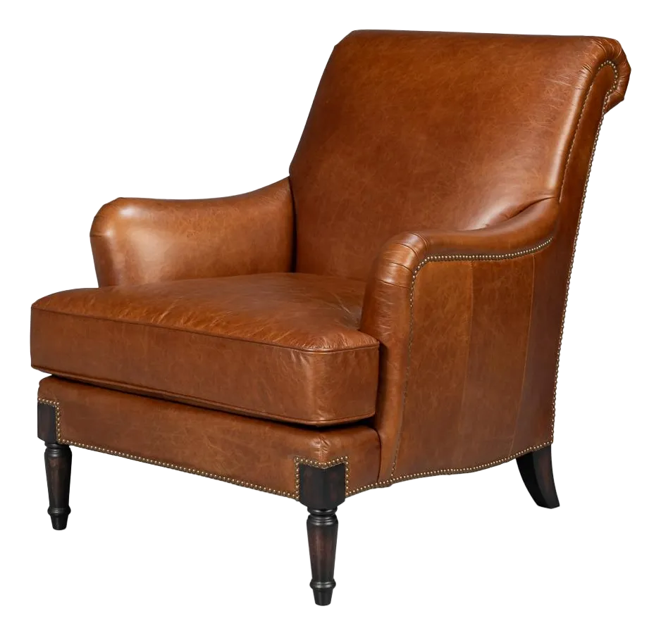 Traditional Leather Club Chair | Chairish