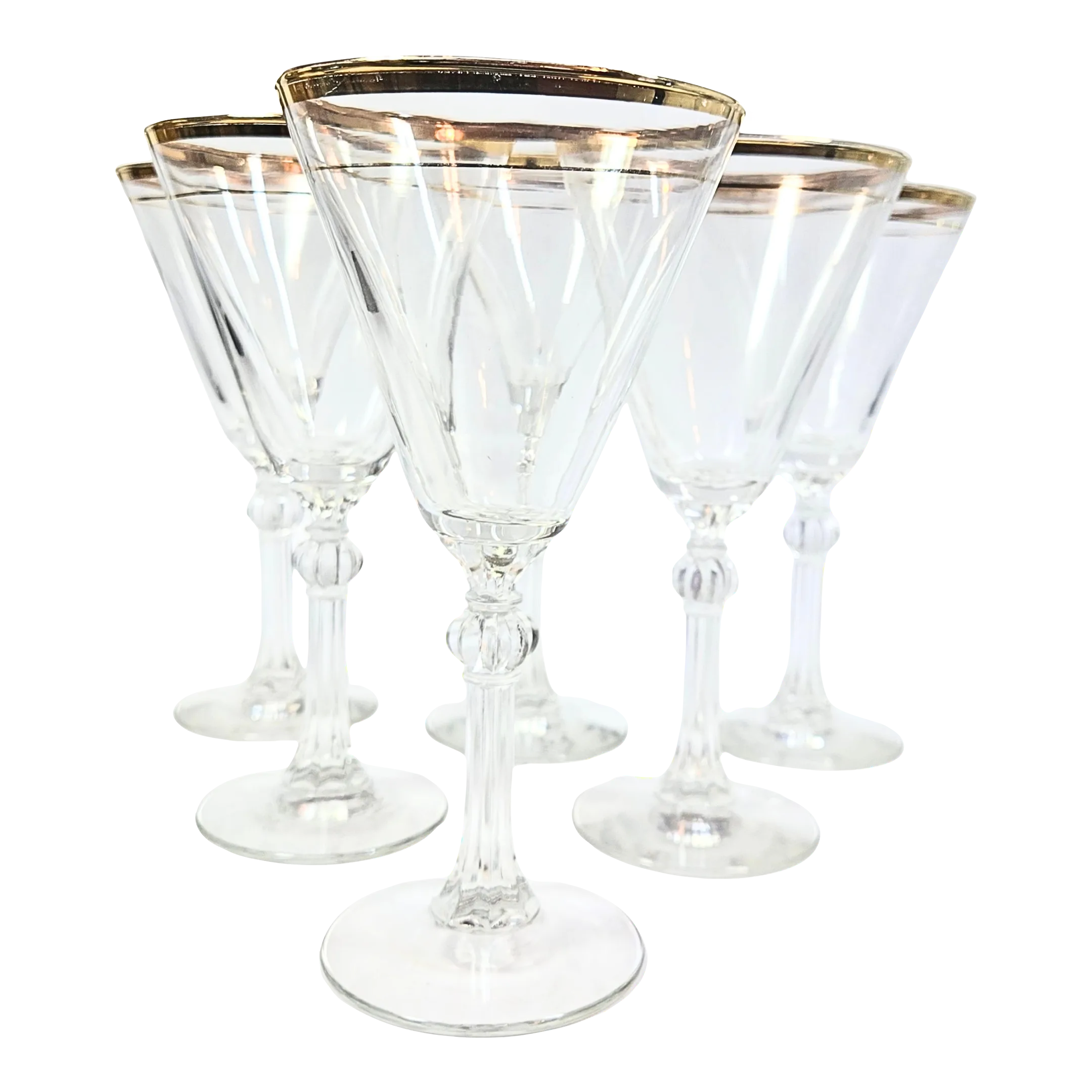 Gold Rimmed Hollywood Regency Goblets- Set of Six | Chairish