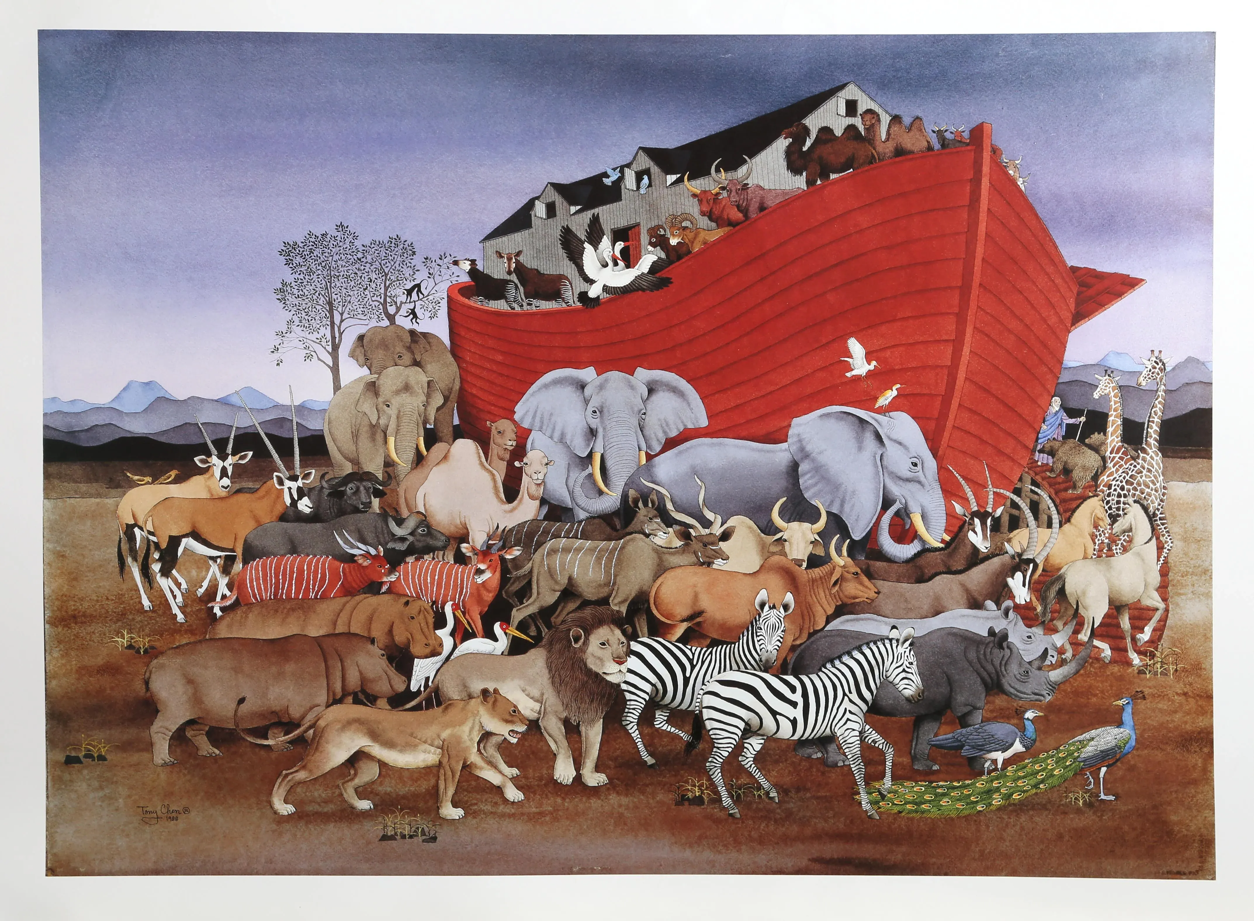 Noah's Ark, Tony Chen Offset Lithograph, Signed and Numbered in Marker ...