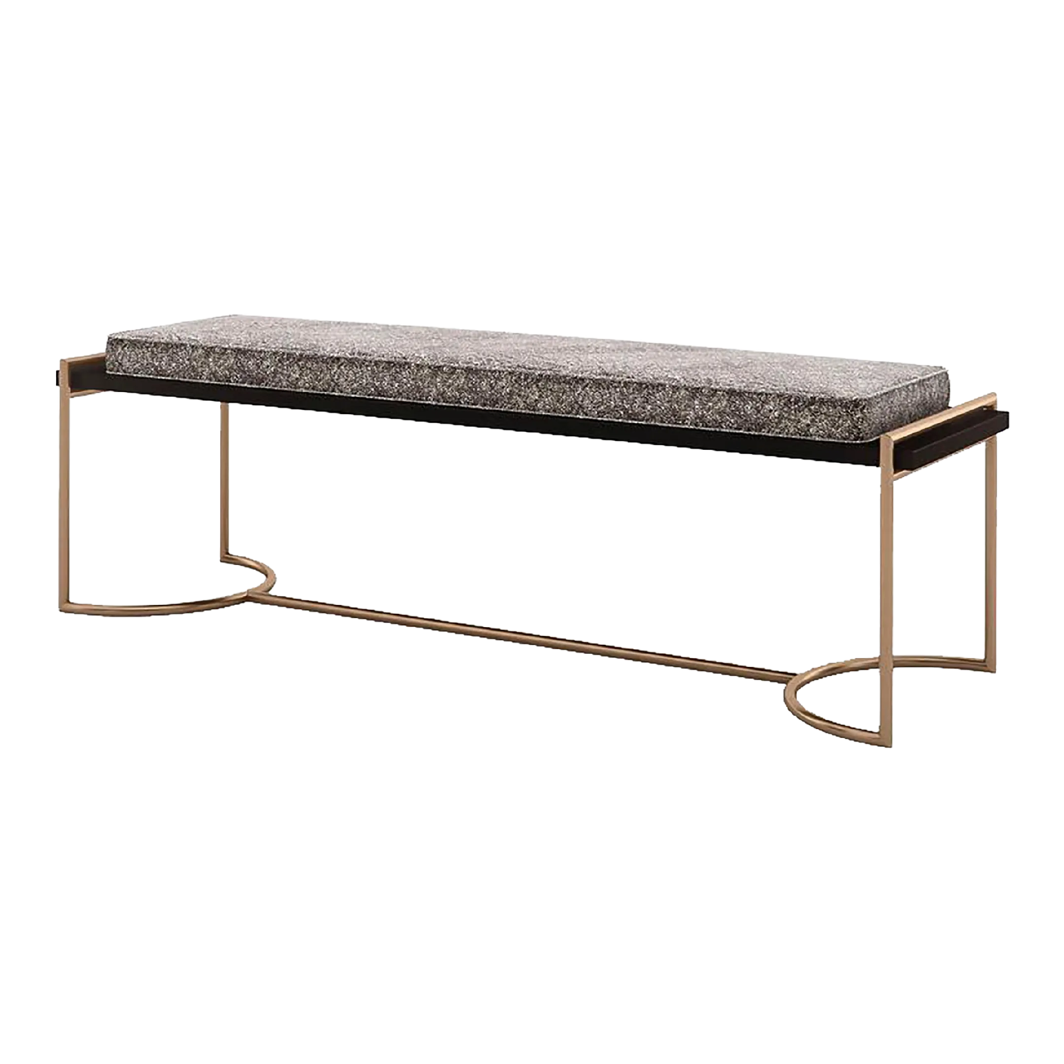 European Metal & Velvet Ben Bench | Chairish