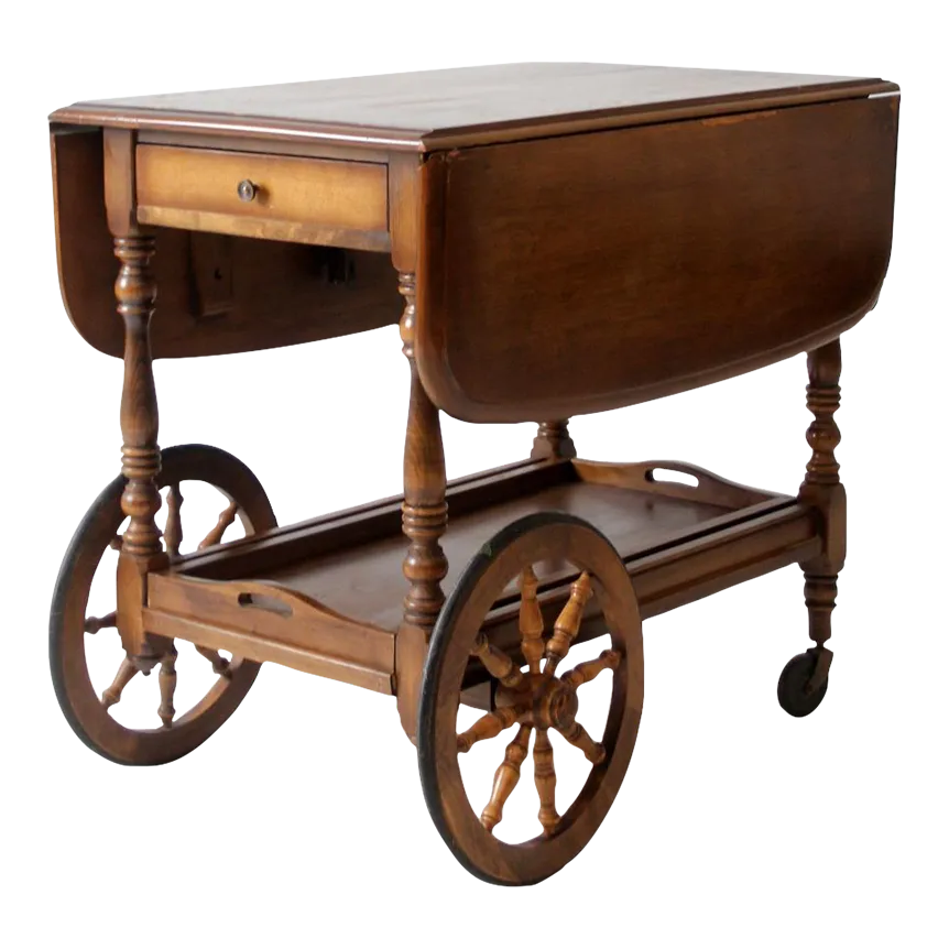 Mid Century Colonial Tea or Bar Cart | Chairish
