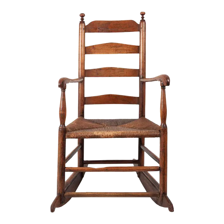 Antique American Ladderback Rocker 18th C | Chairish