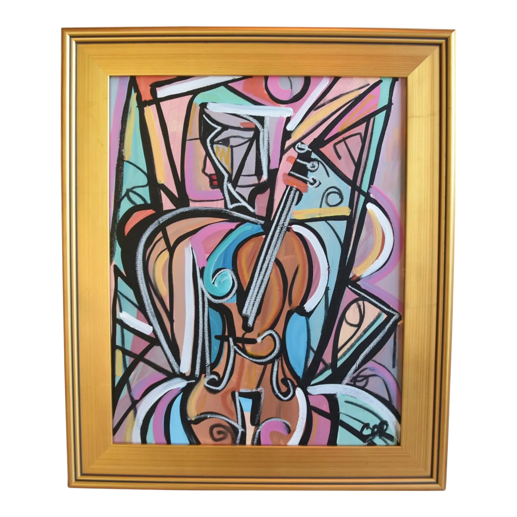Contemporary Modern Cubism Portrait of a Person Playing a Musical ...
