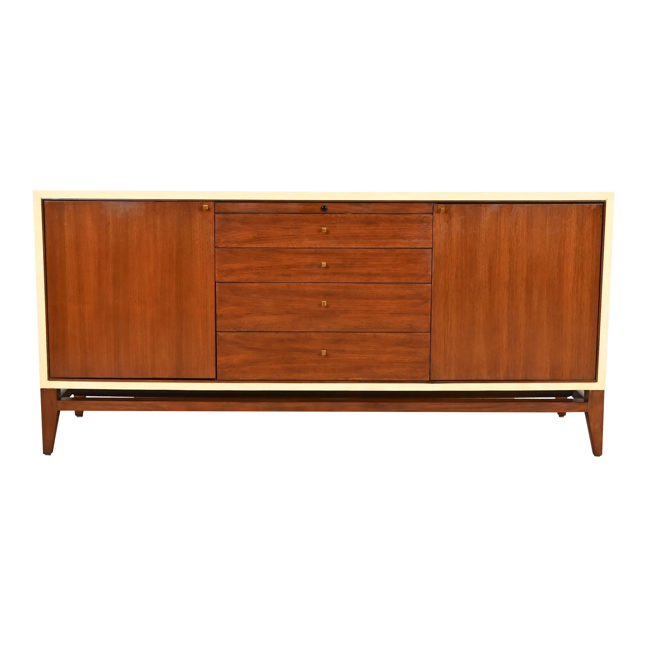 Barbara Barry for Henredon Modern Walnut and Cream Lacquered Sideboard Credenza or Bar Cabinet Chairish