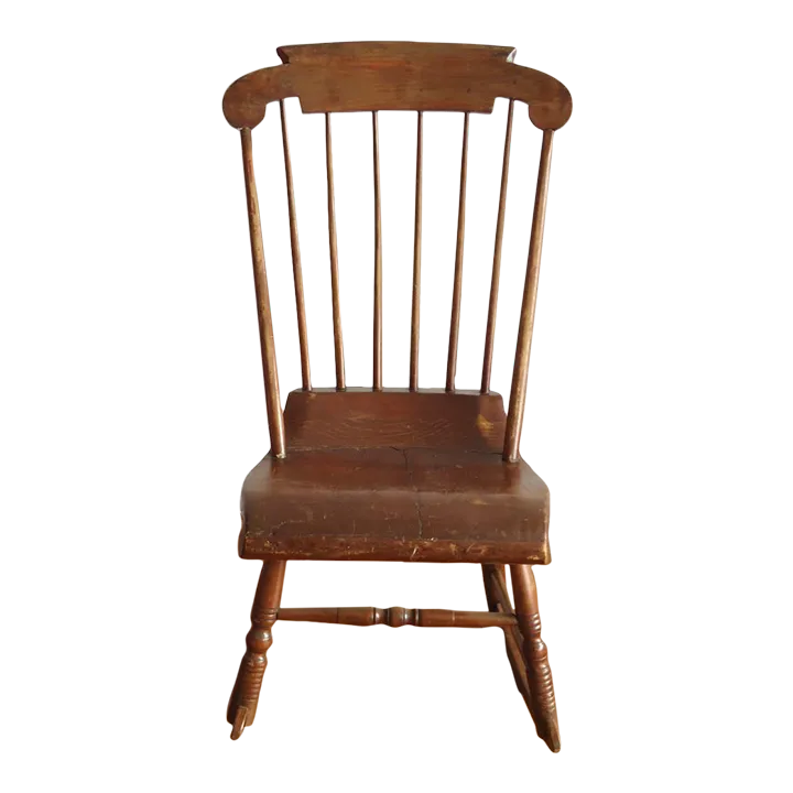 Antique Primitive Rocking Chair W Comb Back | Chairish