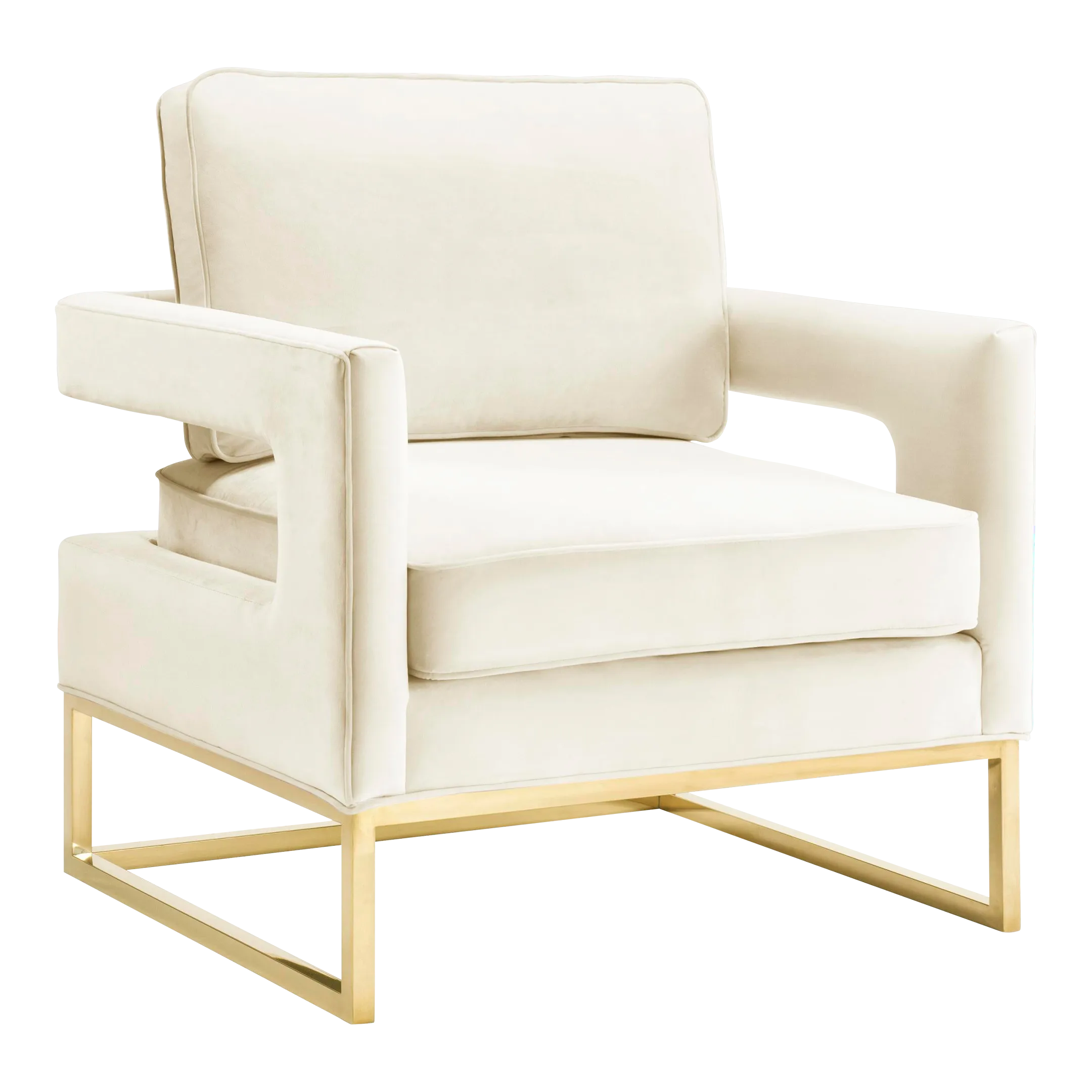 Avery Cream Velvet Chair with Gold Frame | Chairish