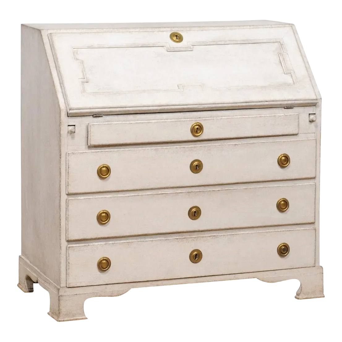 1800s Scandinavian Light Painted Slant-Front Secretary with Multiple ...