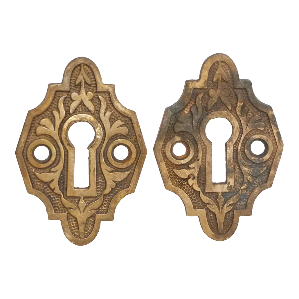 Pair of Mid 20th Century Bronze Victorian Door Keyhole Covers | Chairish
