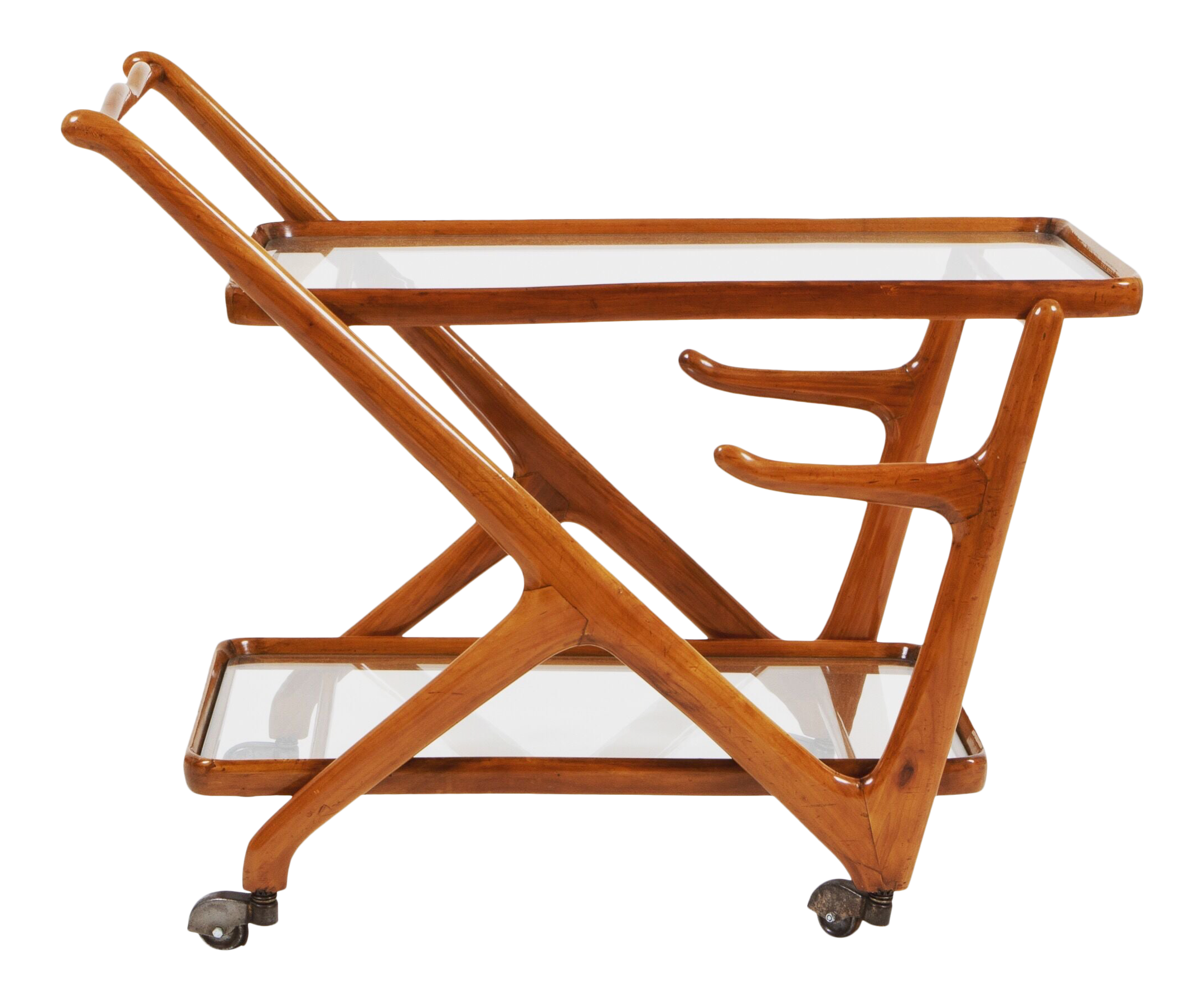 Mid-Century Modern Cherry Wood Trolley | Chairish