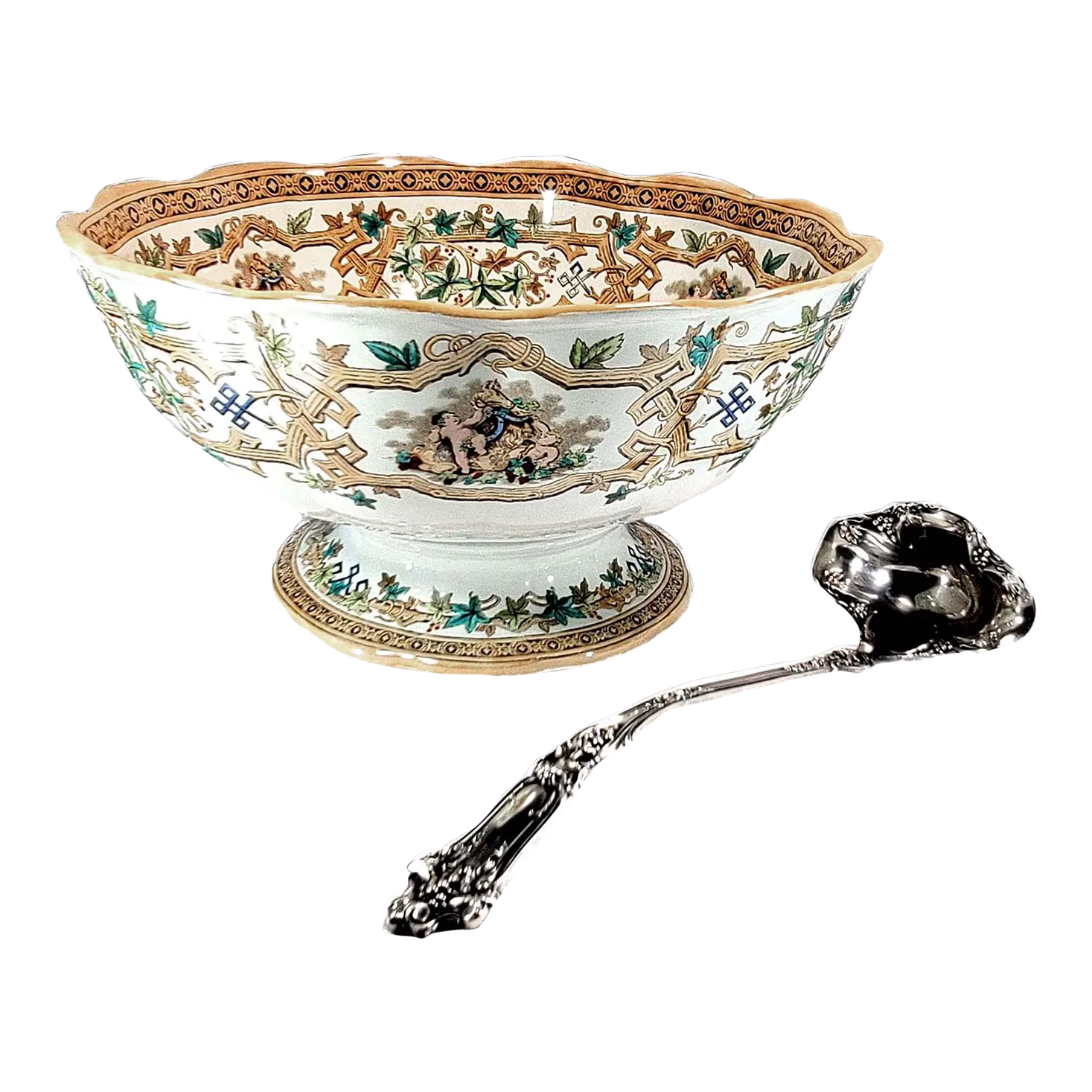 19th Century Furnivals Ironstone Punchbowl and 1835 R Wallace Punch ...