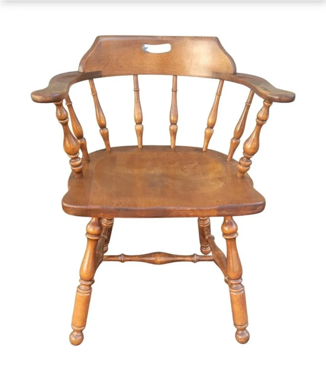 1970s Ethan Allen Heirloom Nutmeg Maple Lowback Windsor Chairs a Pair