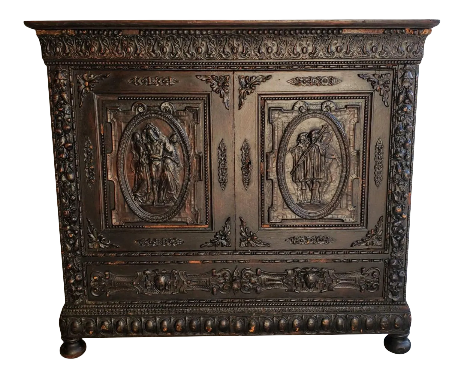 19th Century European Italian Renaissance Revival Wood and Leather ...