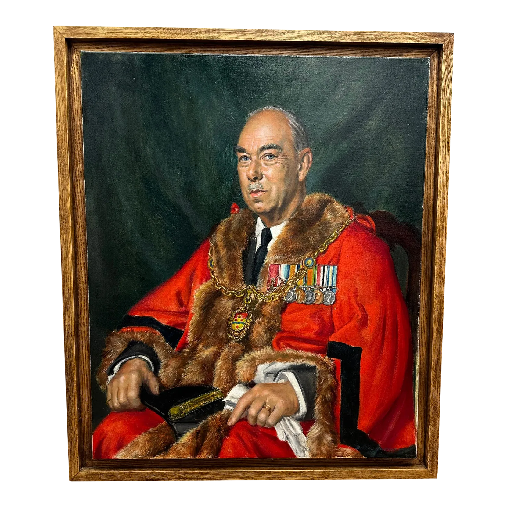 British Portrait Oil Painting Mayor Maidstone Kent Red Coat Robes ...