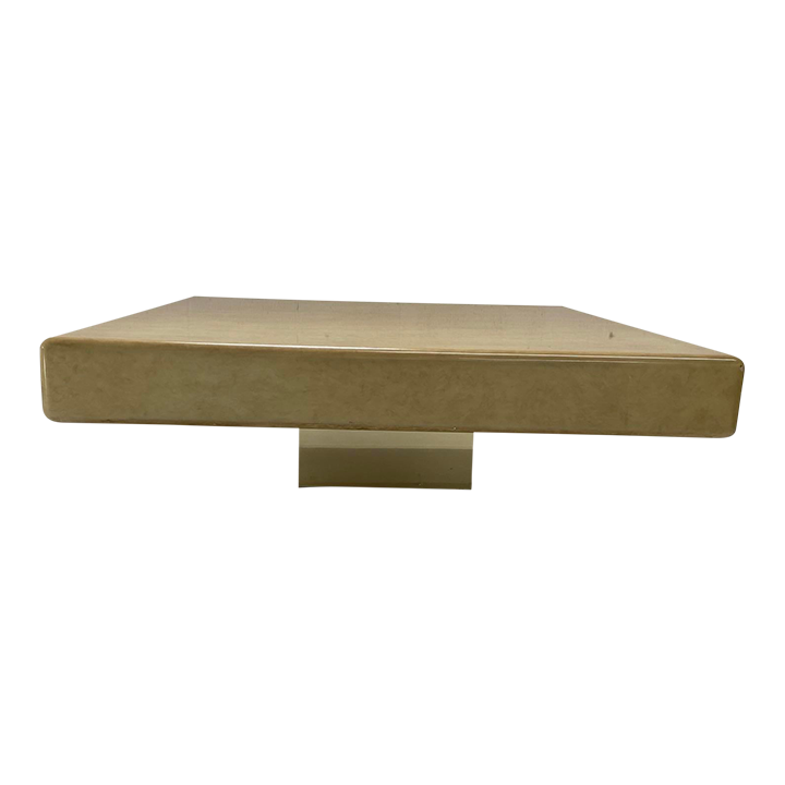 1980s Vintage Parchment Paper Coffee Table With Brass Base After Karl ...