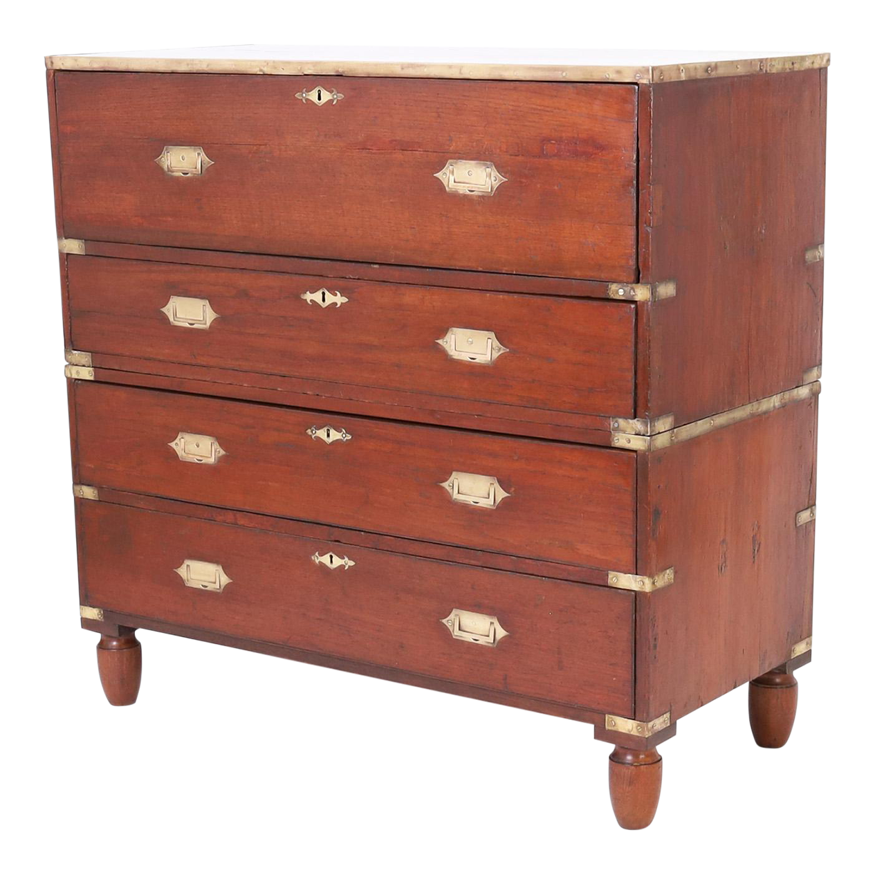 Antique British Colonial Campaign Secretary Chest of Drawers | Chairish