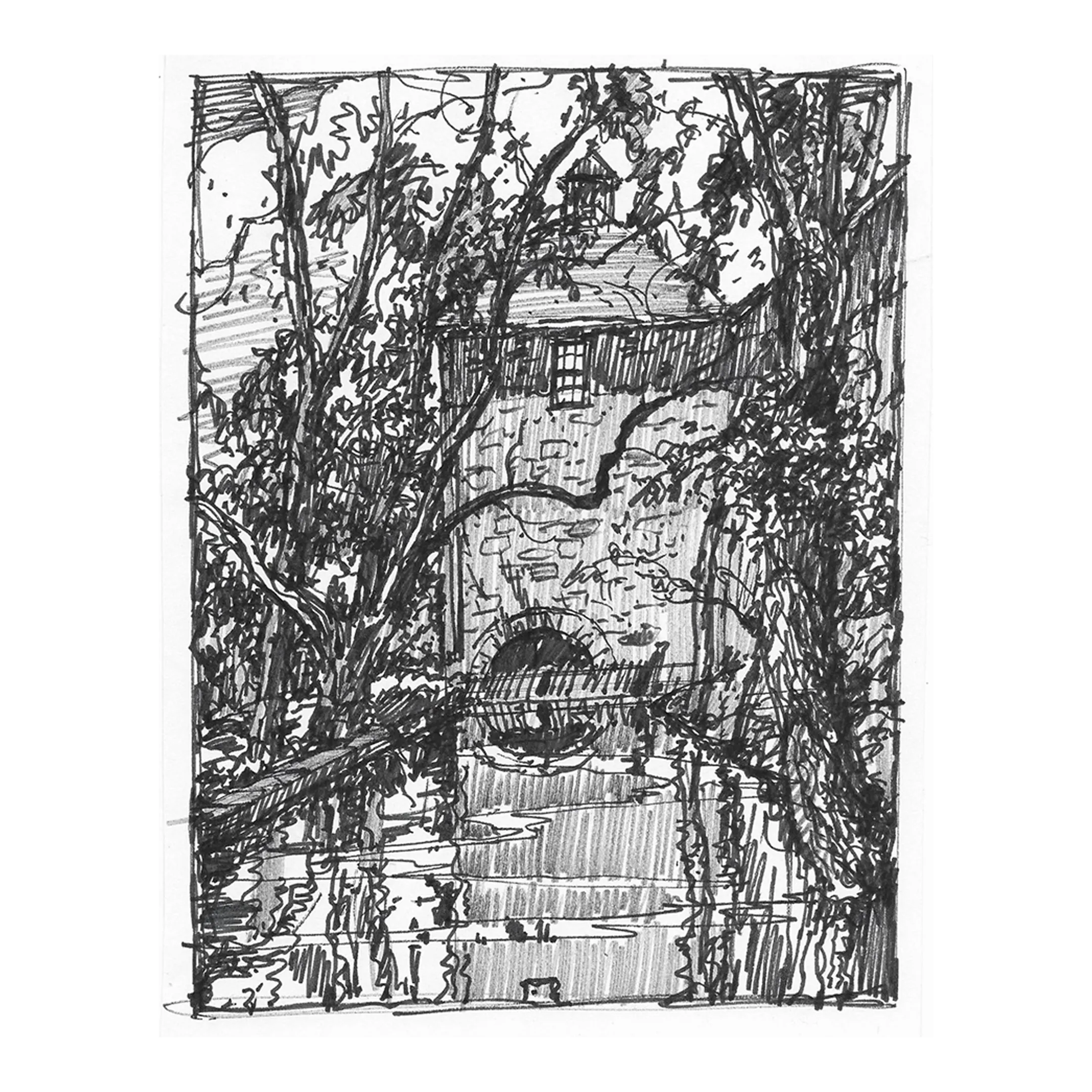 1950s Norman Kent Mill and Canal Drawing | Chairish