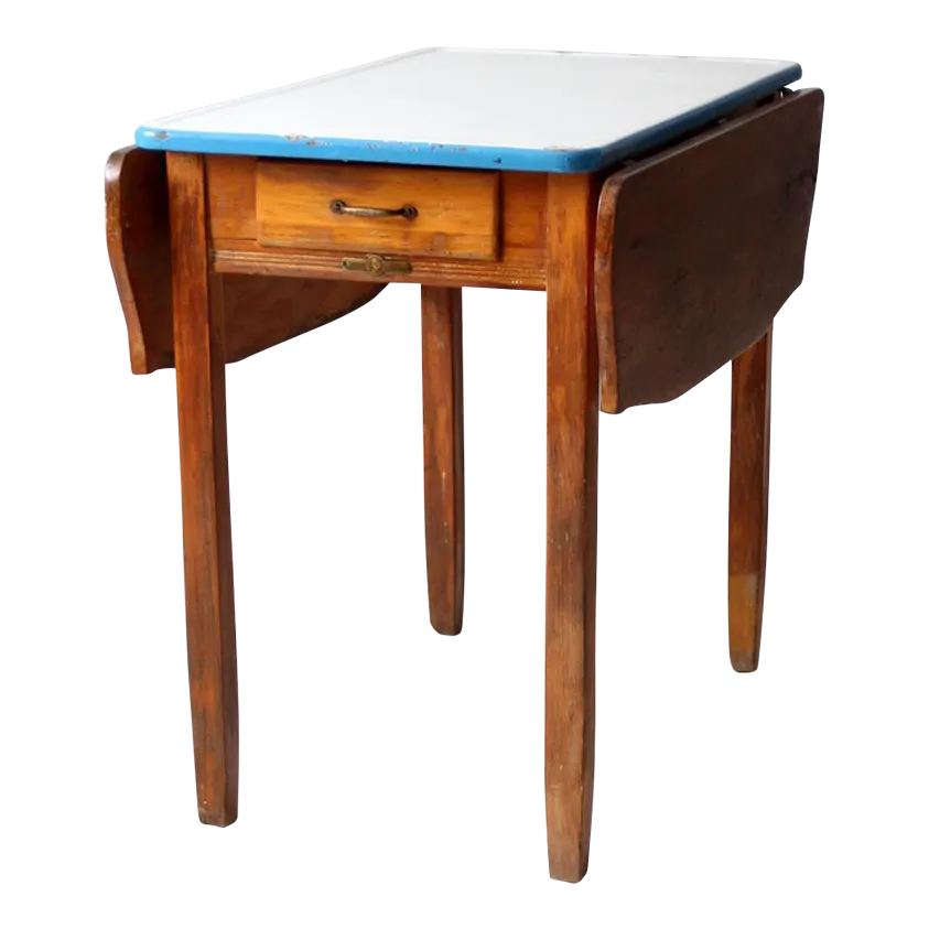 Antique Enamel Top Kitchenette Table | Chairish