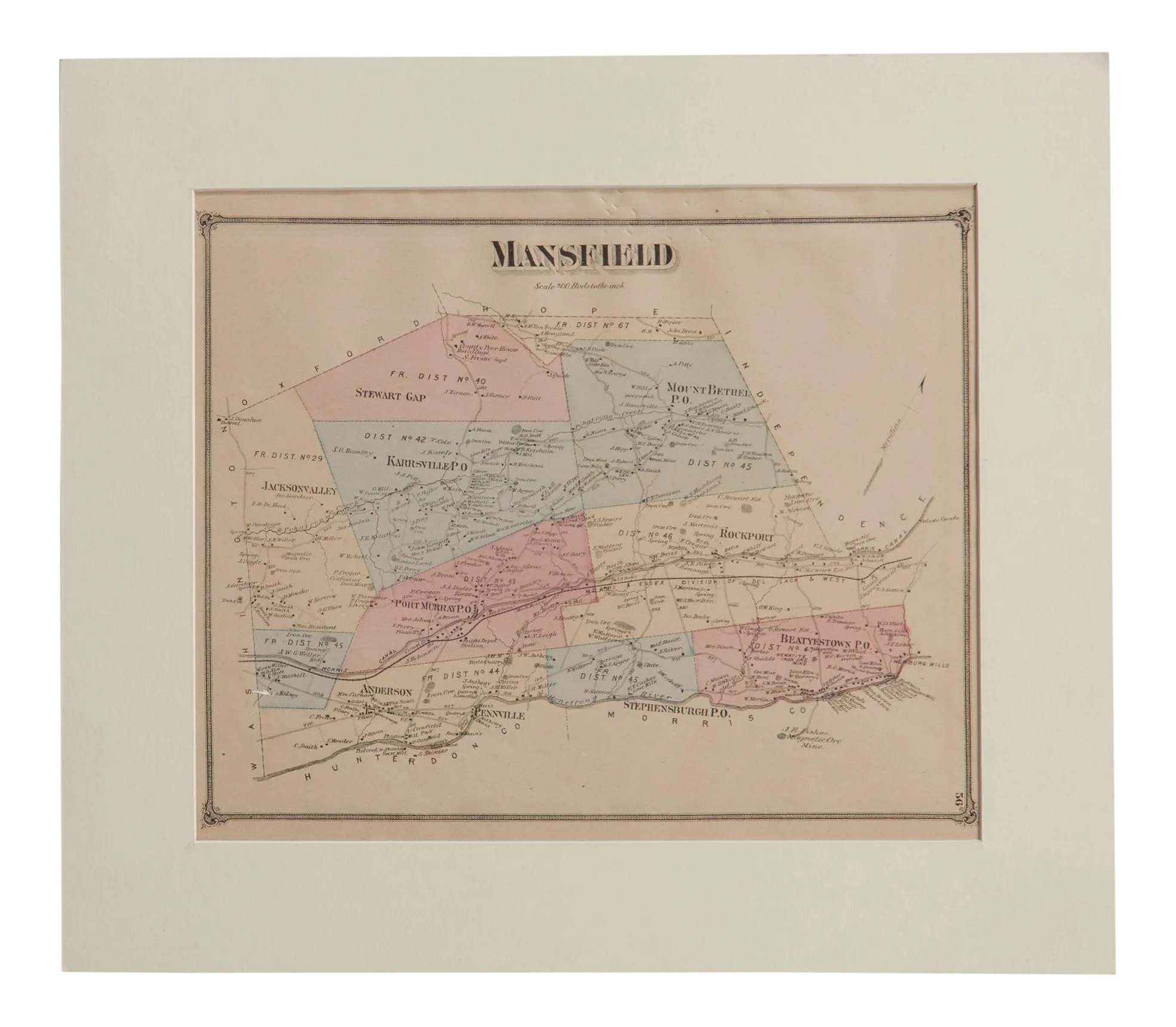 Antique Mansfield Nj Map | Chairish