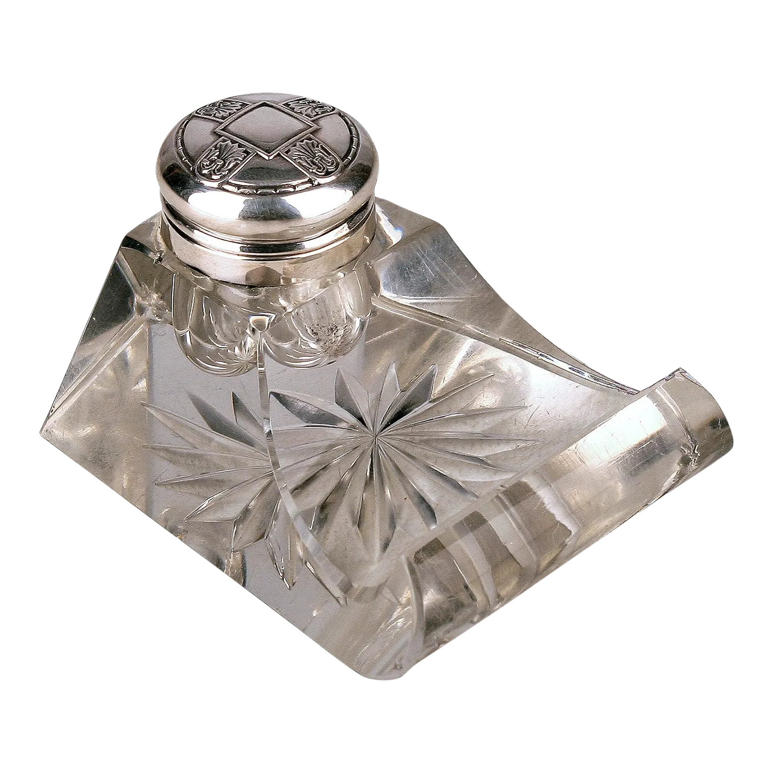 Late 19th Century Jugendstil German Cut Glass Crystal Inkwell With ...