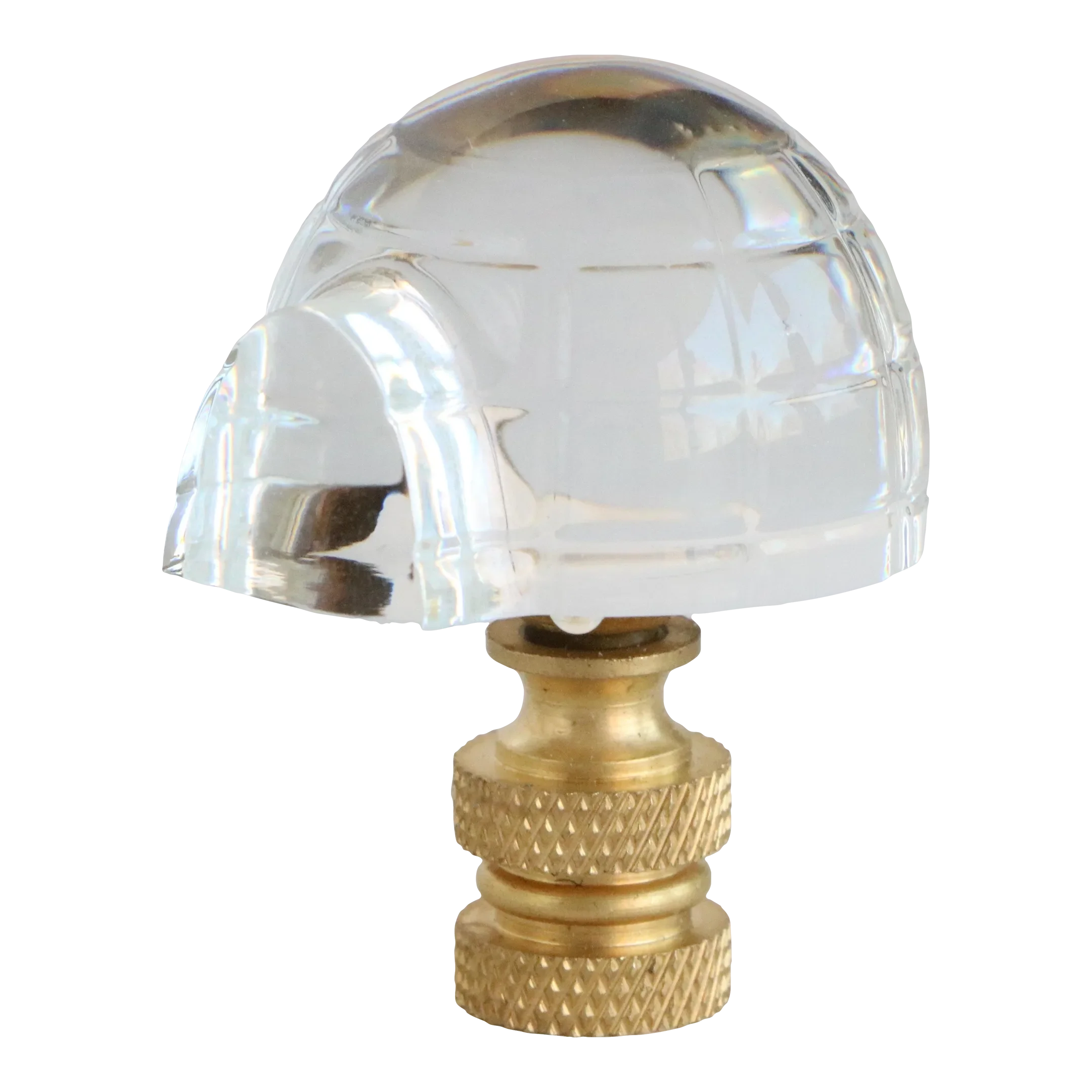 Crystal Igloo Lamp Finial on Brass Hardware | Chairish