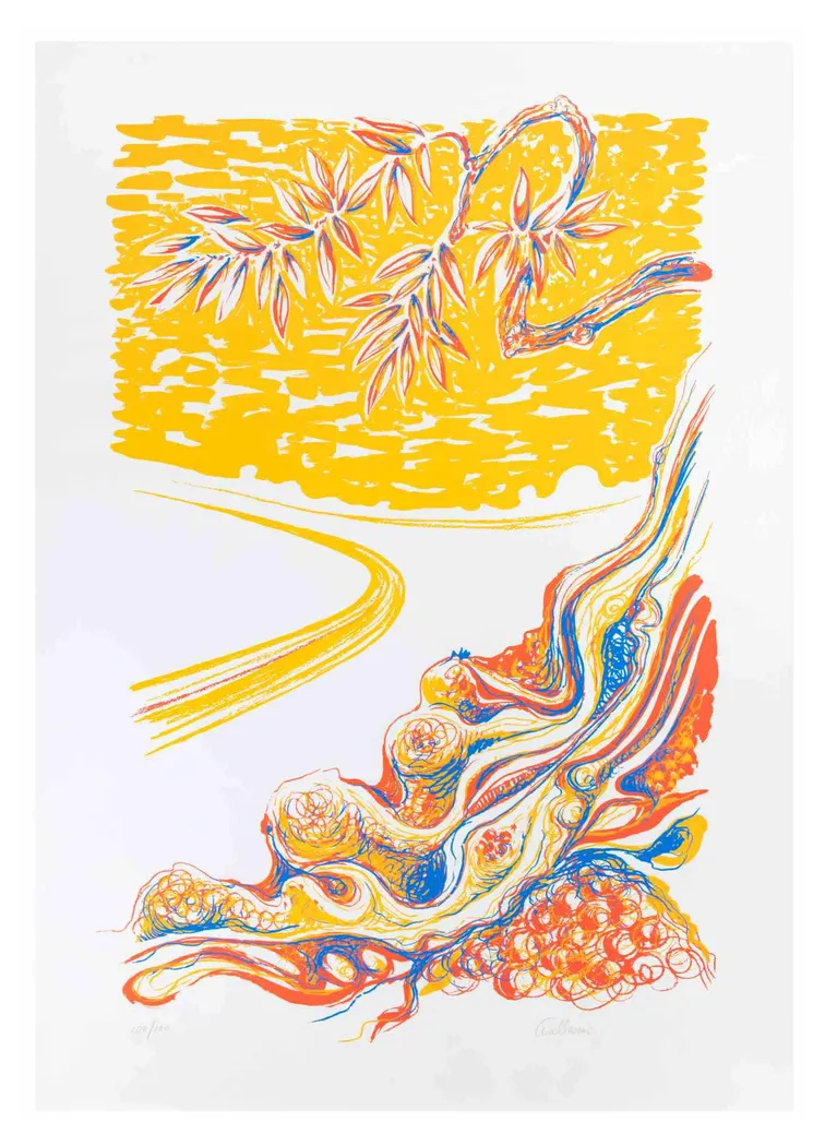 Alberto Cavallari, The Flowery Road, Lithograph, 1970s | Chairish