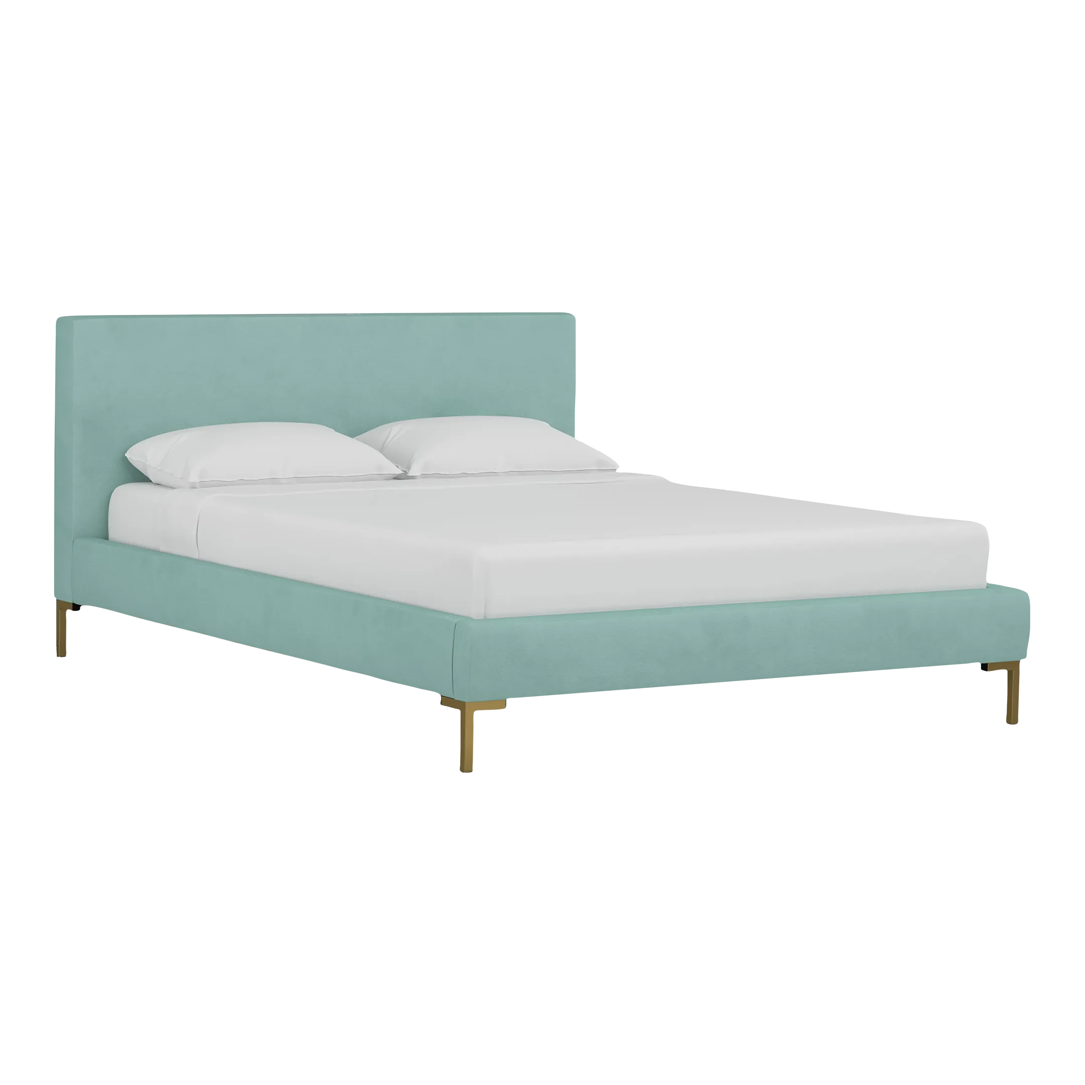 Norah Platform Bed in Caribbean Classic Velvet, Twin | Chairish