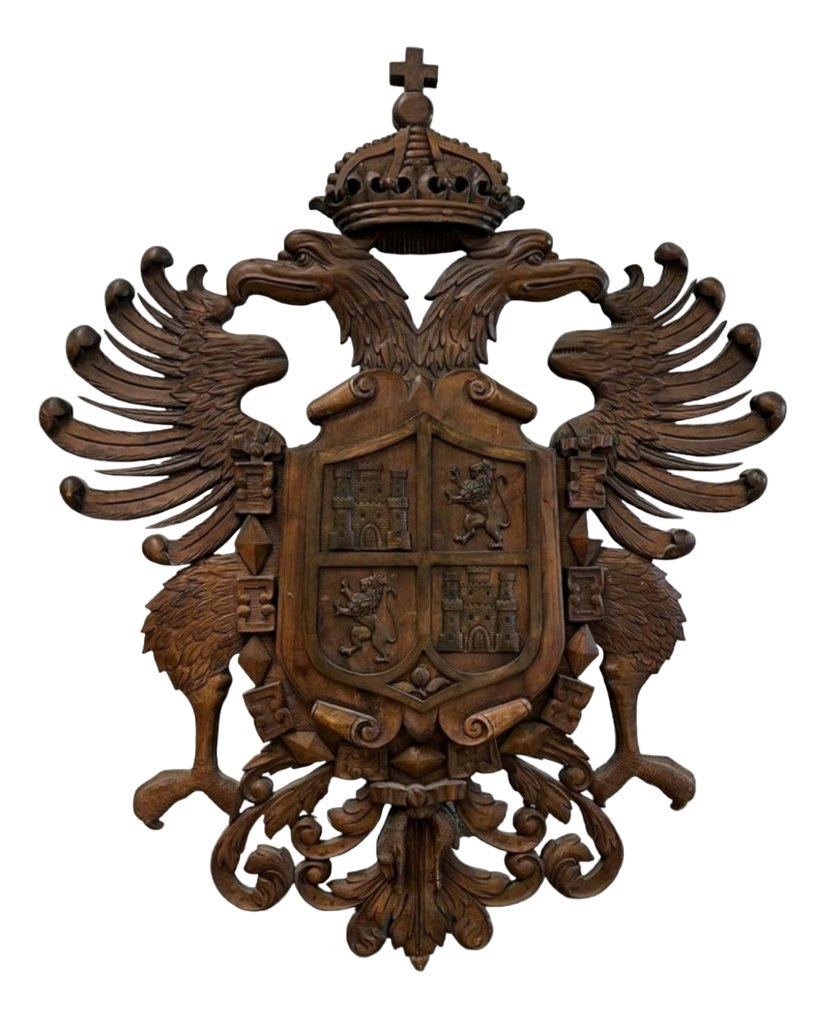 Antique Walnut Wood Shield Sculpture of Imperial Eagles, 1800s | Chairish