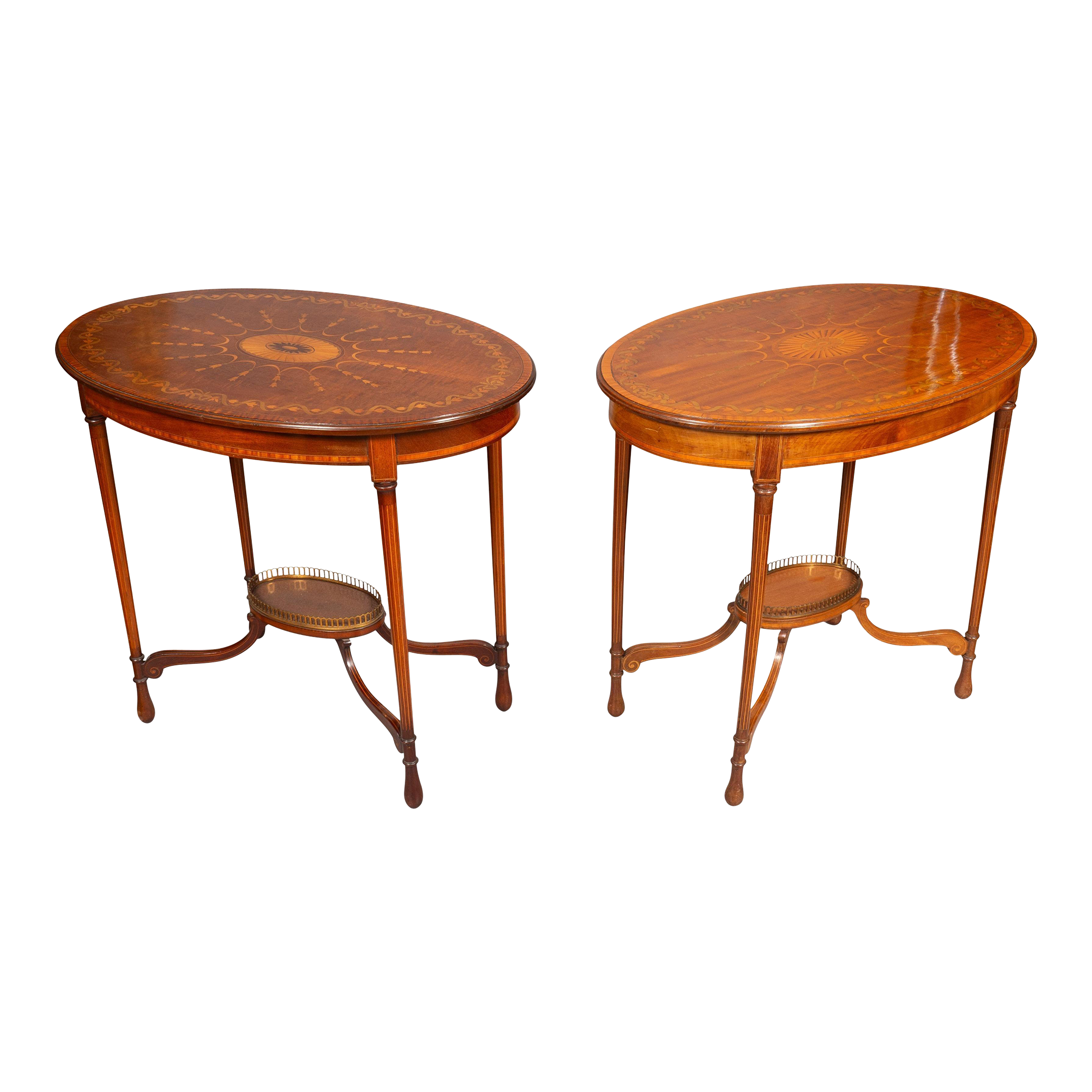 Edwardian Mahogany And Inlaid End Tables - a Pair | Chairish