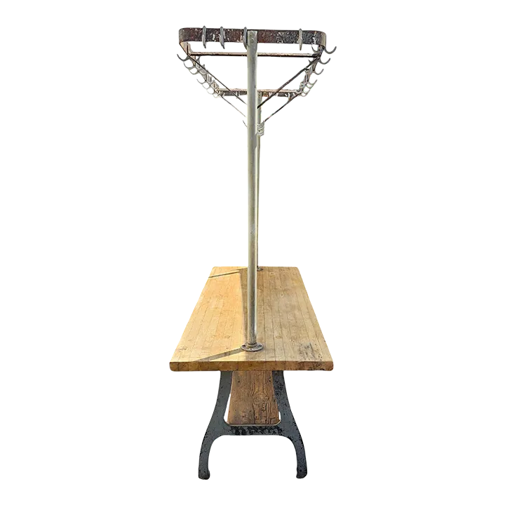 Mid 20th Century Vintage Industrial Kitchen Island With Butcher Block ...