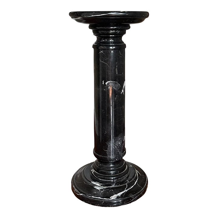 Vintage Solid Black Marble Pedestal | Chairish