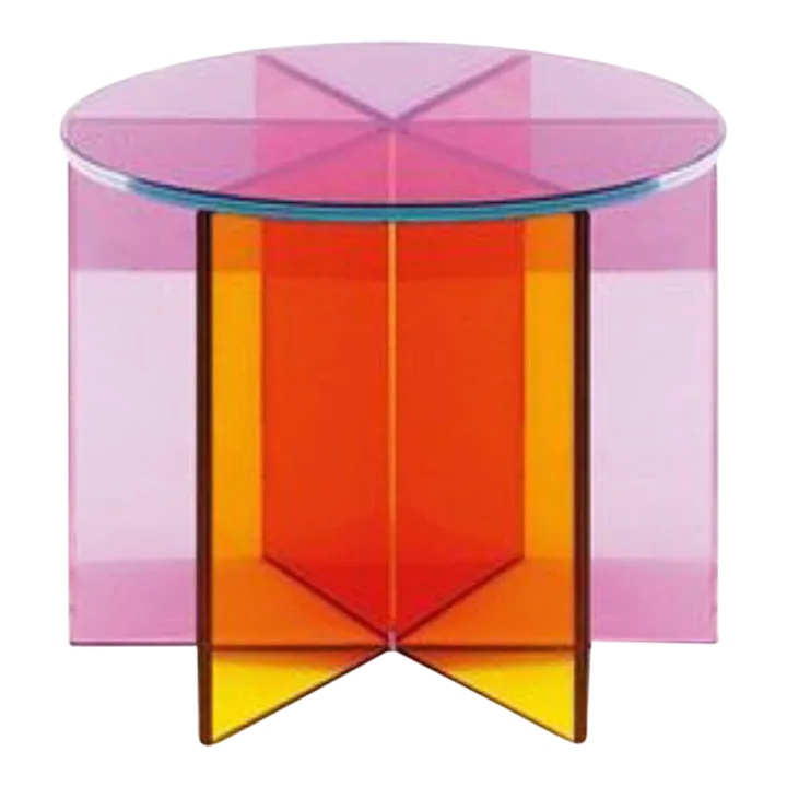 Acrylic Colorful Stylish Round Side Table | Chairish