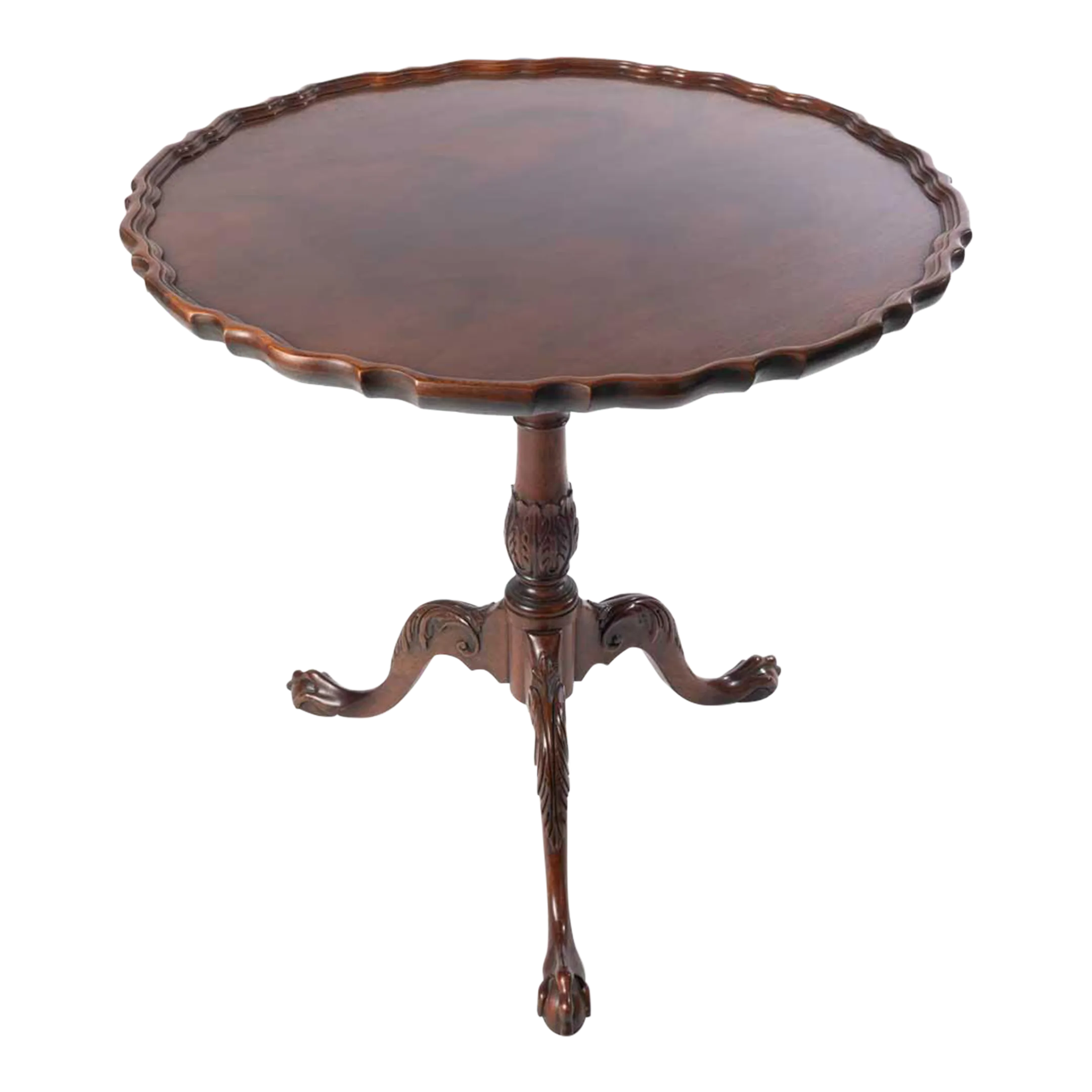 Baker Furniture Mahogany Ball and Claw Foot Tilt Top Table | Chairish