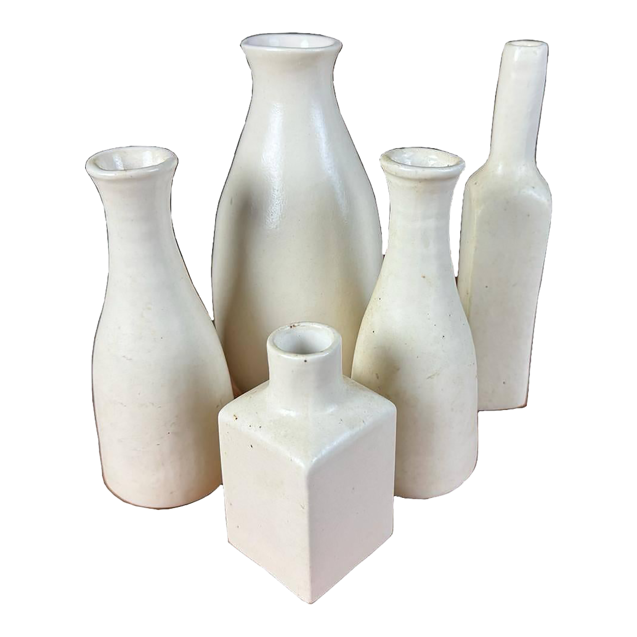 White Ceramic Vase Set- 5 Pieces | Chairish
