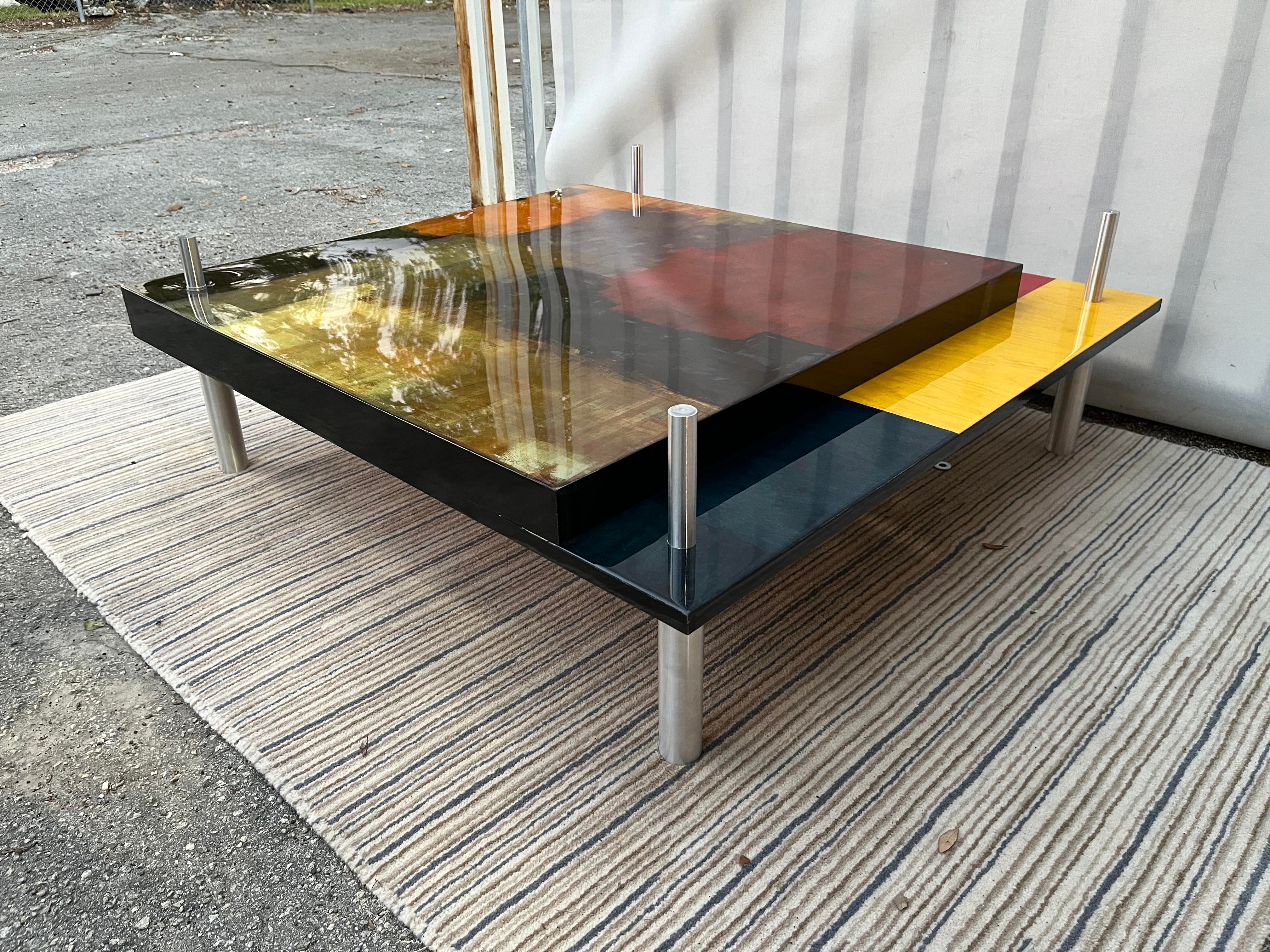 Abstract coffee table glass top store