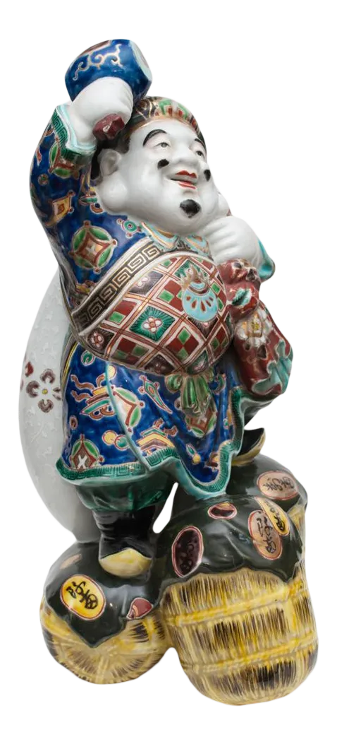 1920-1940s Porcelain Statue of Daikoku, Japanese God of Wealth | Chairish