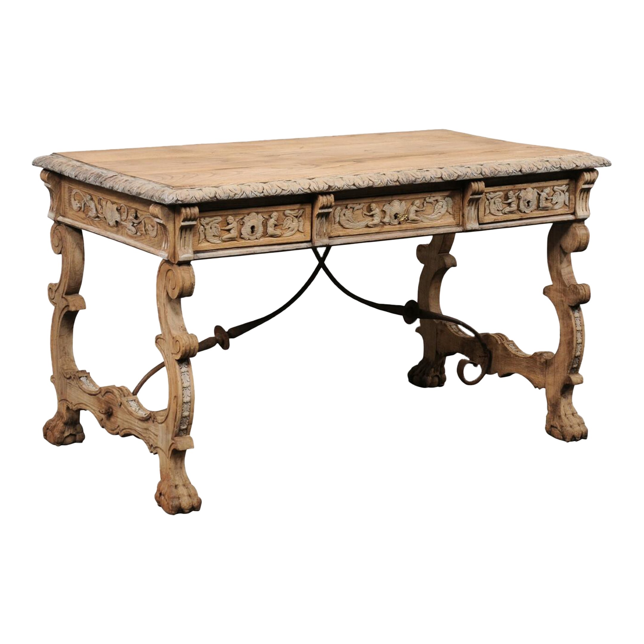 Early 20th Century Antique Spanish Desk, Elaborately Carved | Chairish