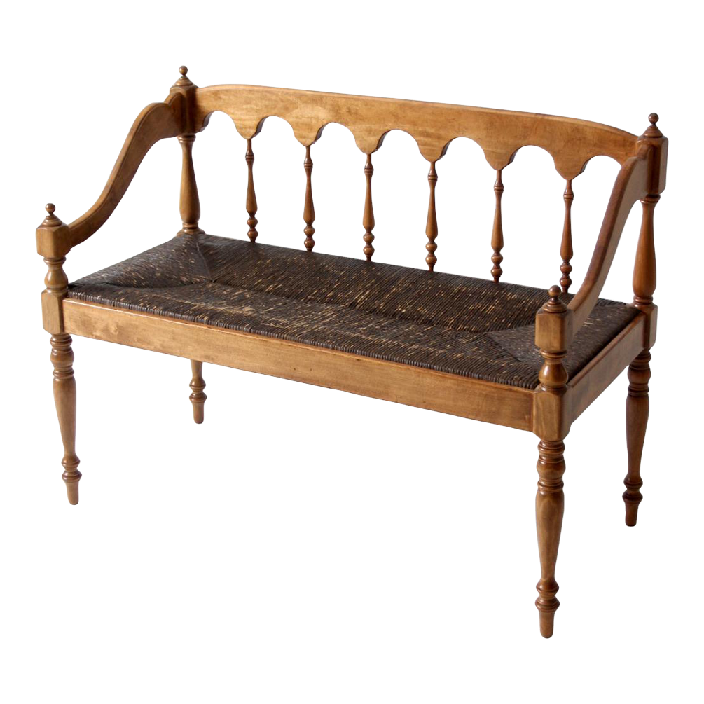 Antique Rush Seat Hall Bench | Chairish