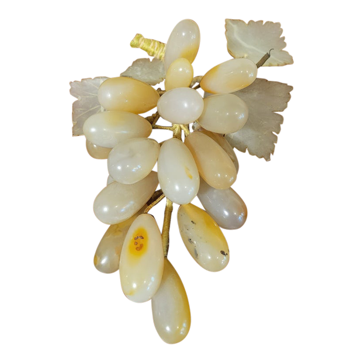 Vintage MCM Stone White Grape Cluster & Leaves | Chairish