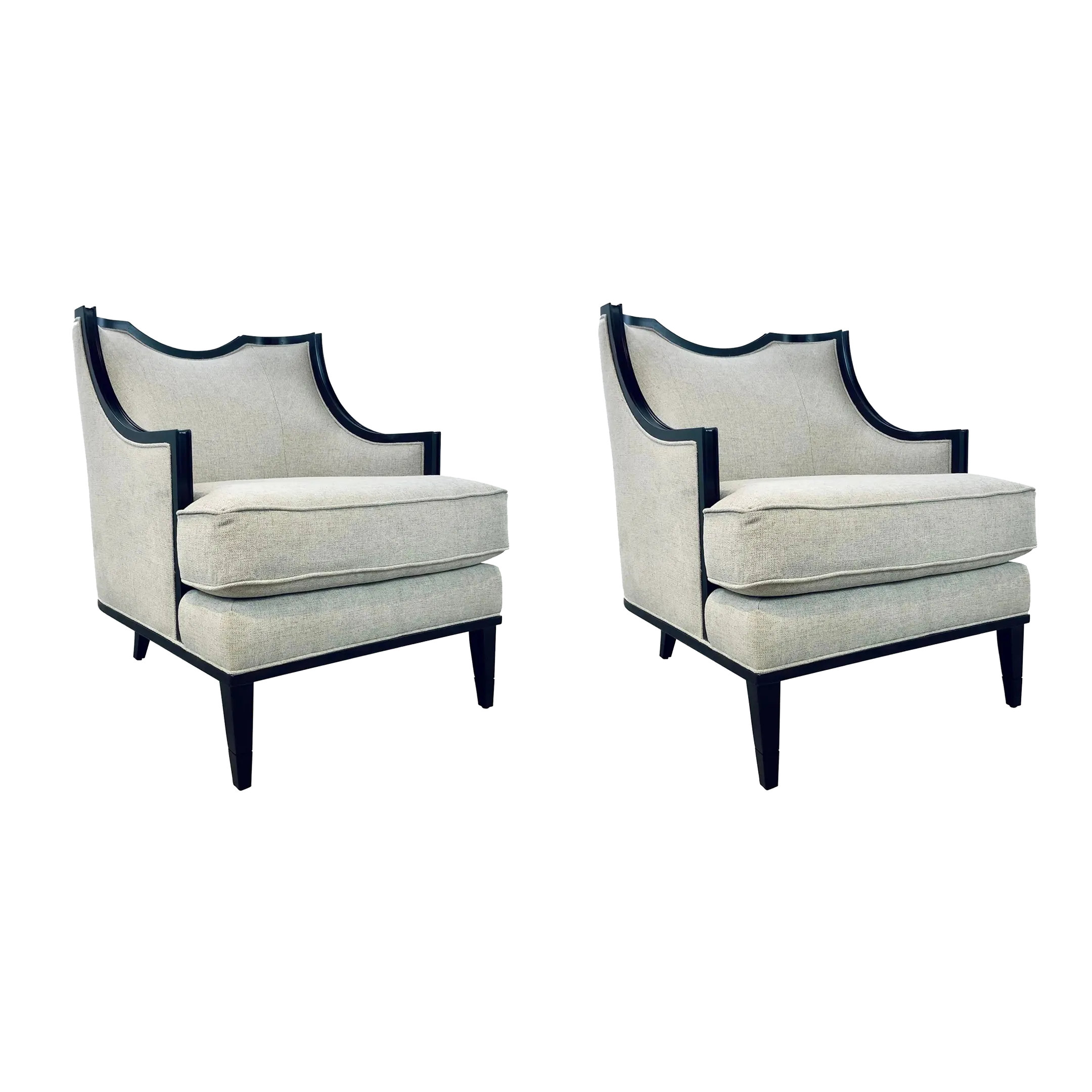 A.r.t.. Furniture Transitional Light Beige Club Chairs Pair | Chairish