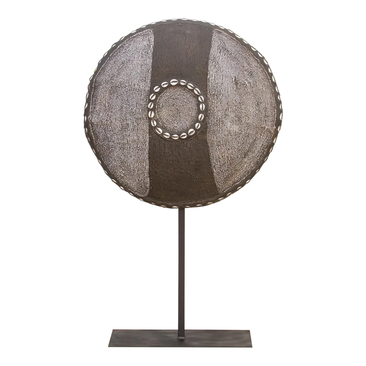 Bamileke Beaded & Shell Shield on Stand | Chairish