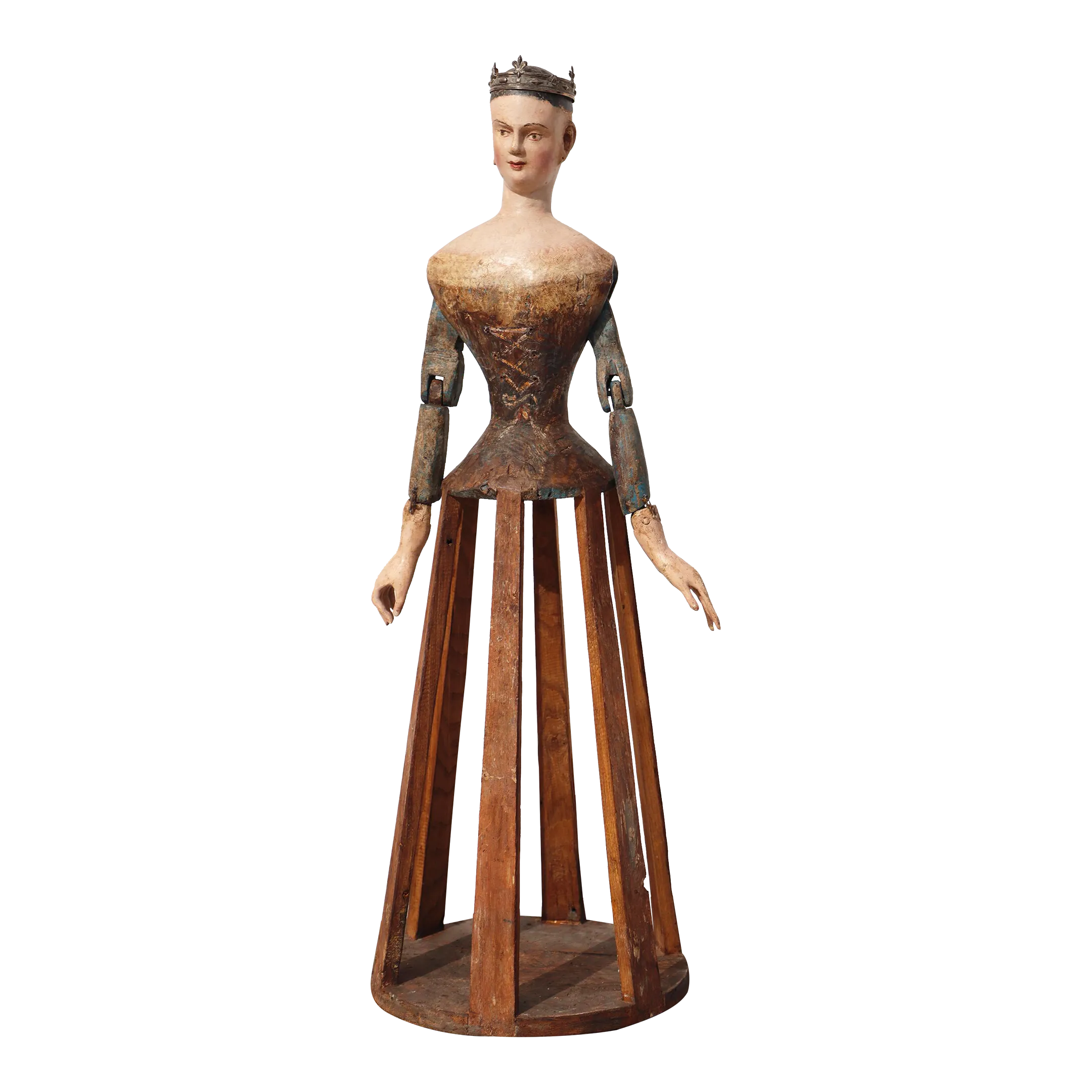 Baroque Santos Cage Doll With Silver Crown, Portuguese 18th Century ...