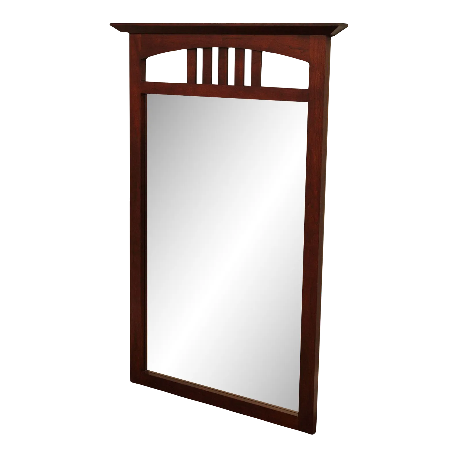 Solid Cherry Frame Beveled Wall Mirror | Chairish