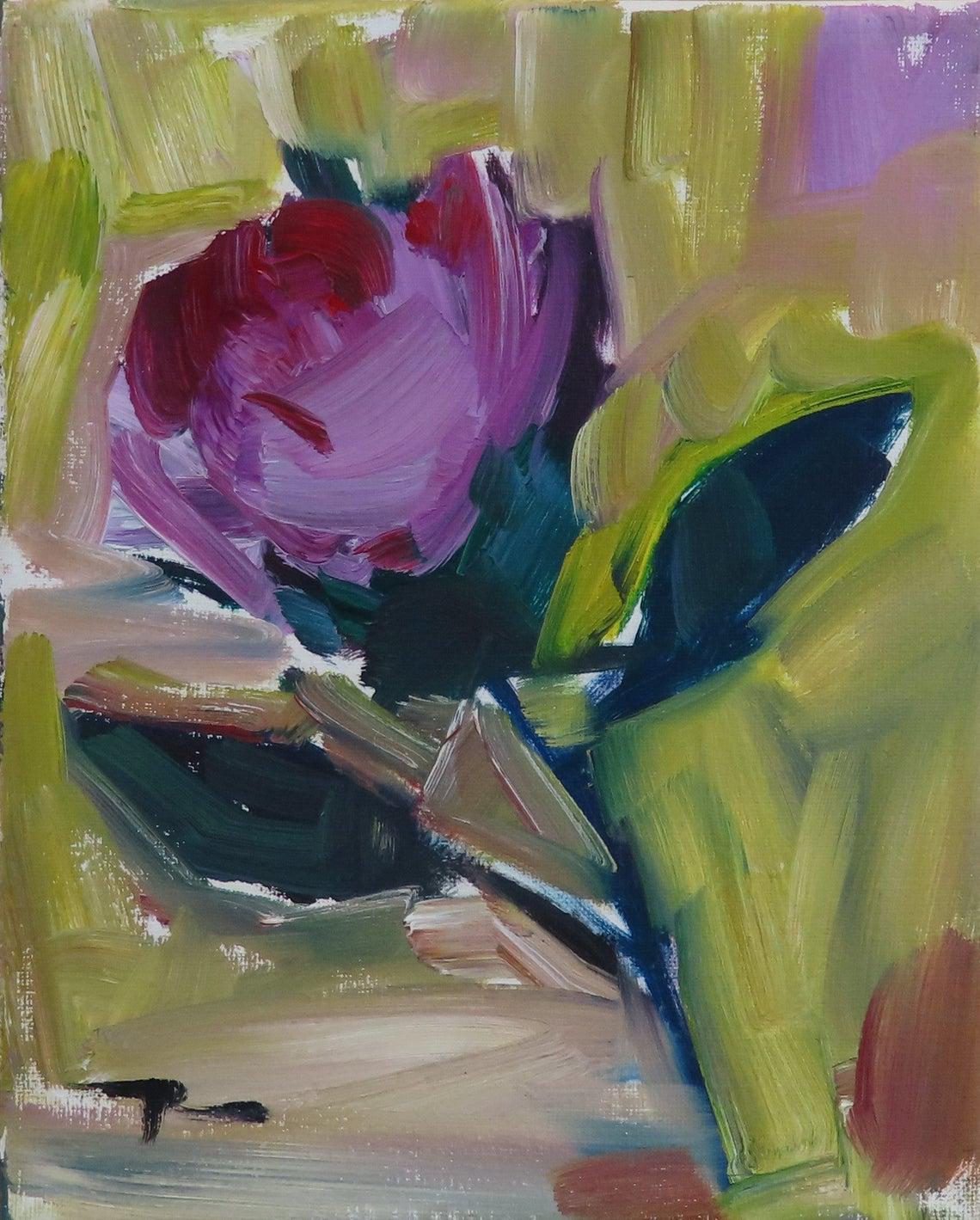 "Pink Rose" Contemporary Impressionist Style Botanical Oil Painting by ...