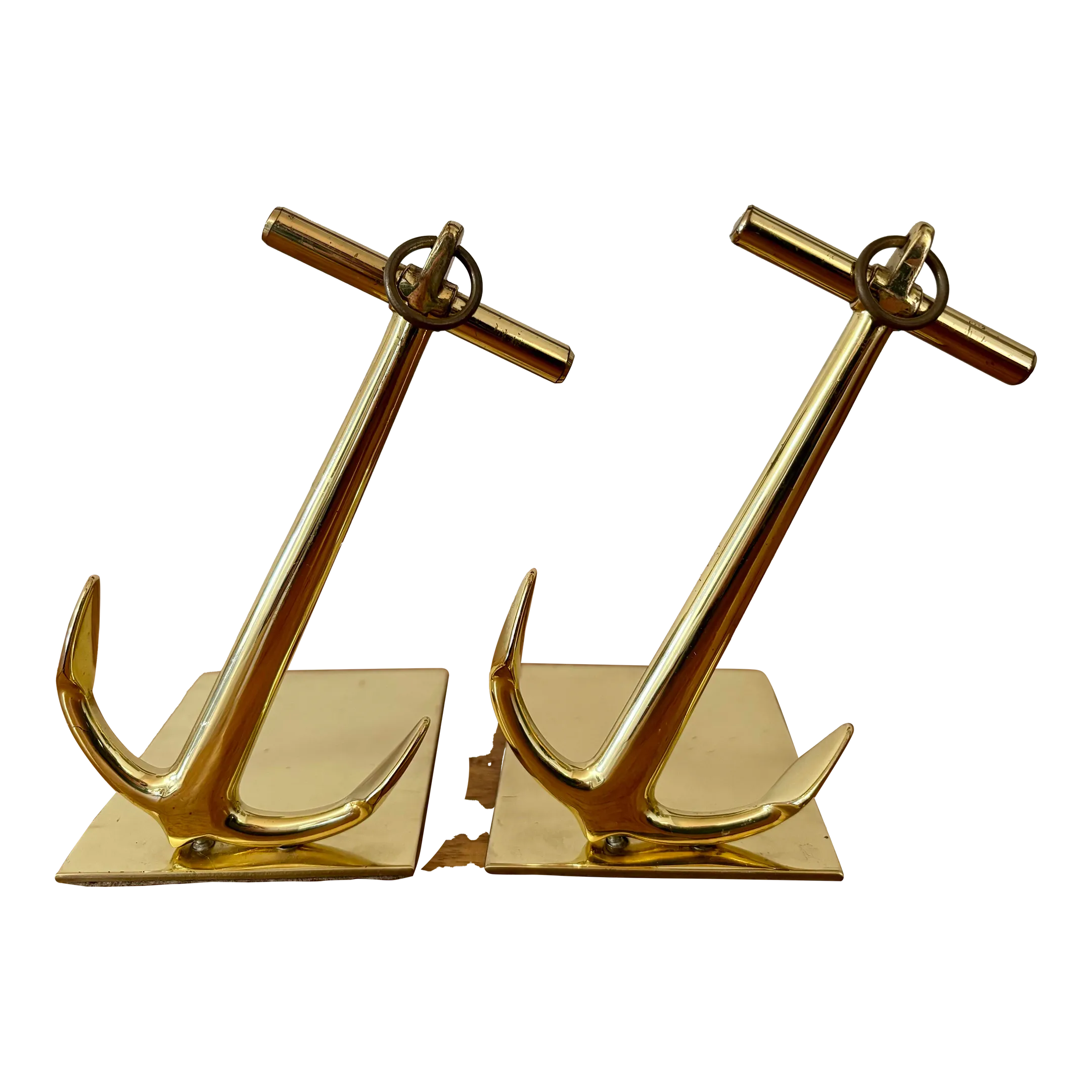 1950's Hollywood Regency Solid Brass Anchor Bookends - a Pair | Chairish