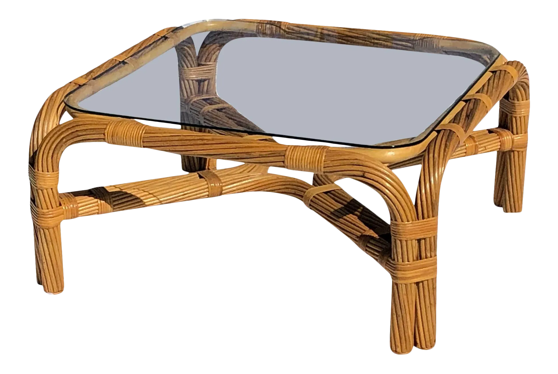 Vintage Twisted Reed-Rattan Coffee Table | Chairish