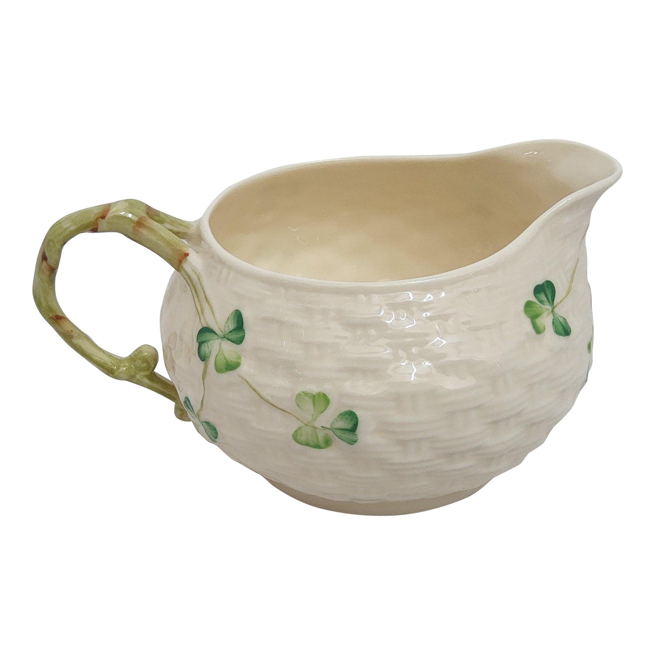 1980s Belleek Ireland Shamrock Pottery Cream Jug | Chairish