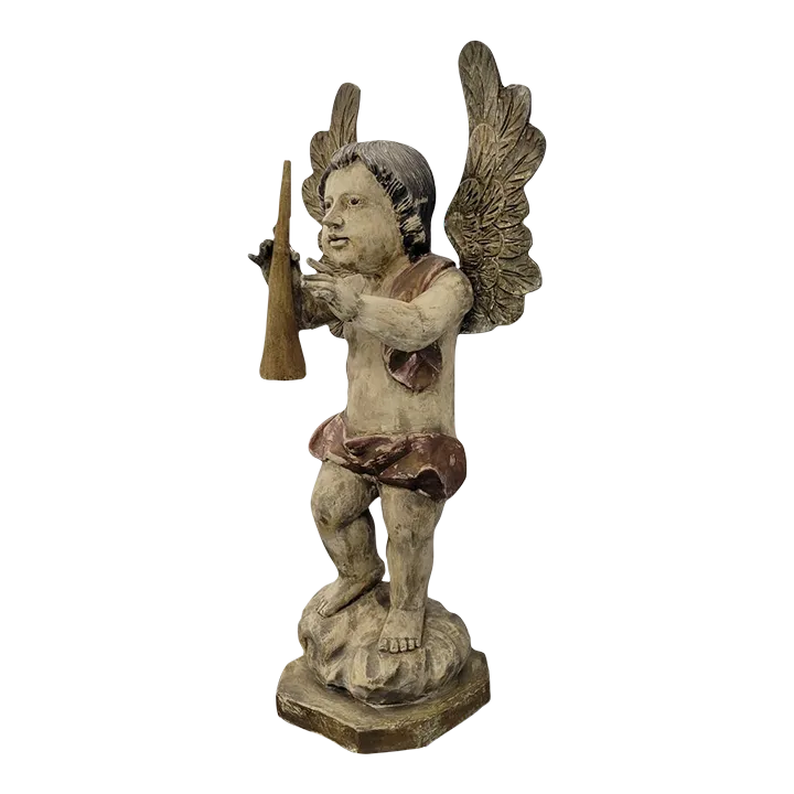 Vintage Filipino Folk Art Carved Wood Painted Cherub, Putti, Angel ...