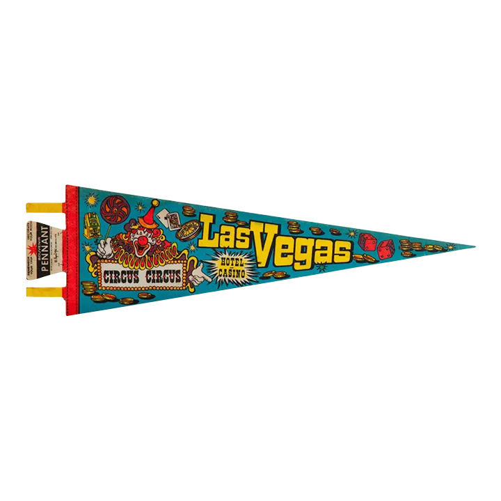 Vintage Las Vegas Circus Circus Felt Flag Pennant | Chairish