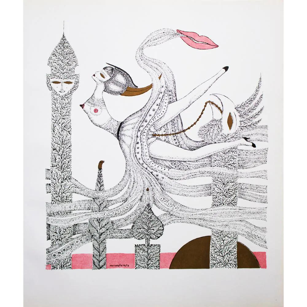 1968 Max Walter Svanberg "Aurora", Original Period Gold Leaf Lithograph ...